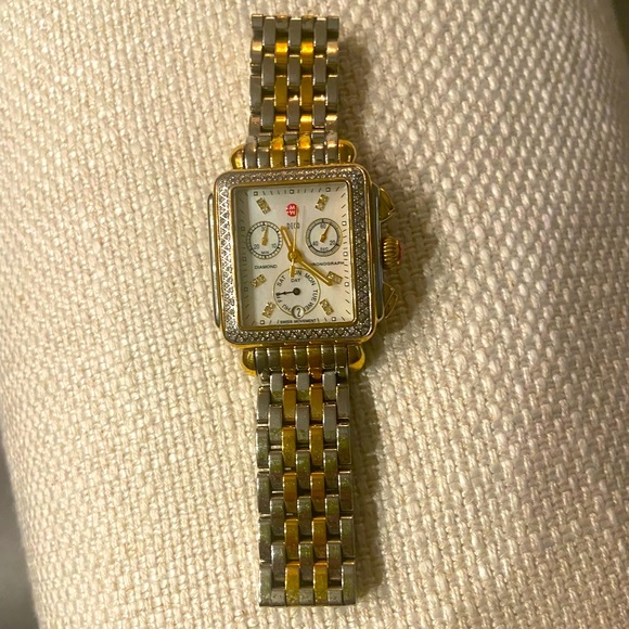 Michele | Jewelry | Michelle Gold And Silver Watch With Diamonds | Poshmark